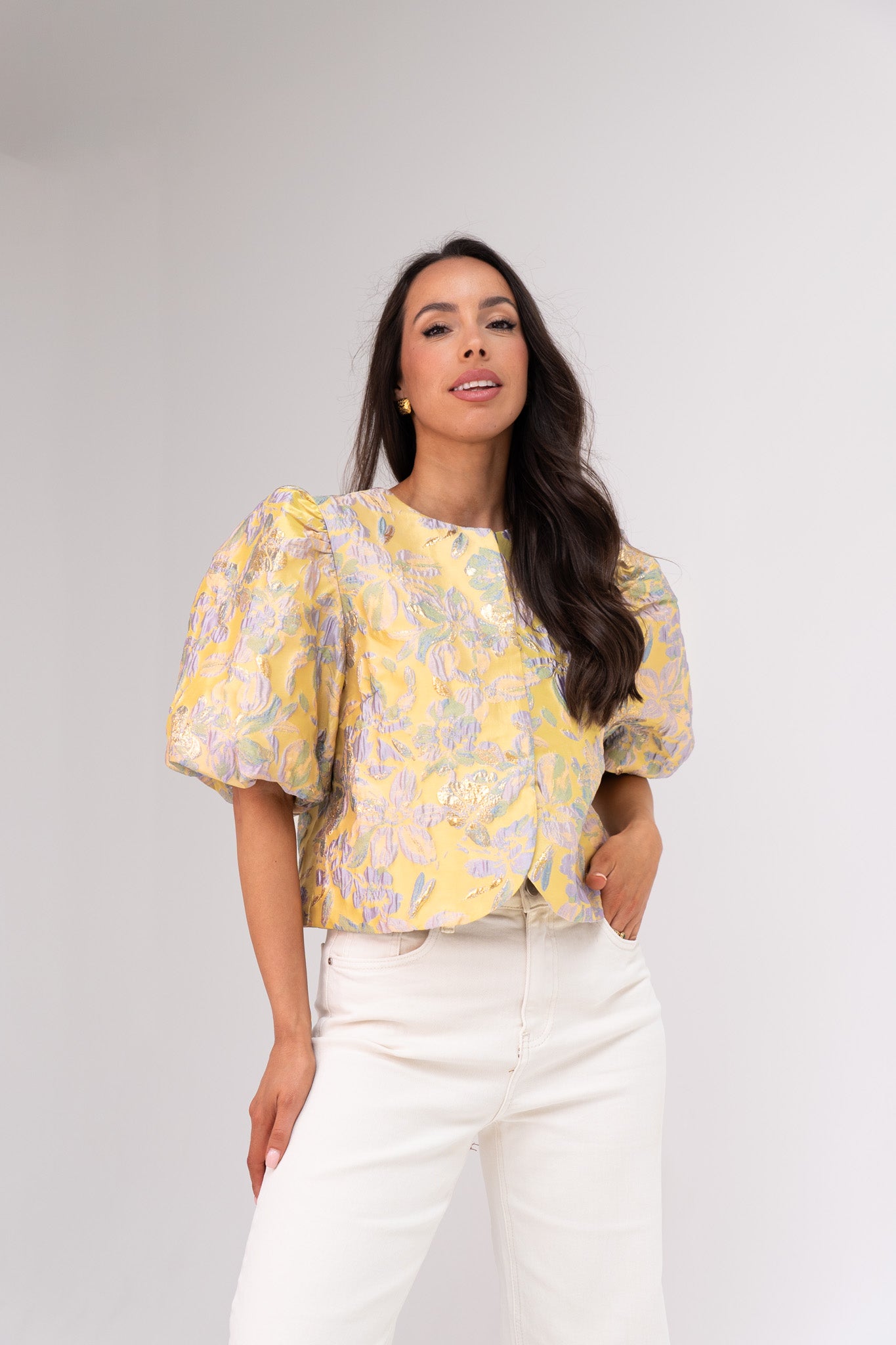 Iris Puff Sleeve Floral Jacket In Lilac Mix – The Walk in Wardrobe