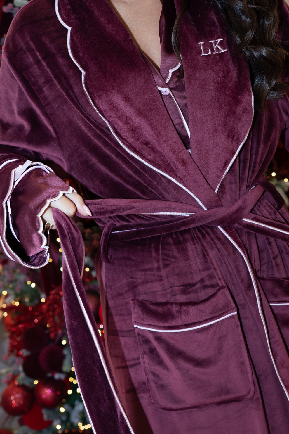 Love Laura Trim Robe In Burgundy – The Walk in Wardrobe
