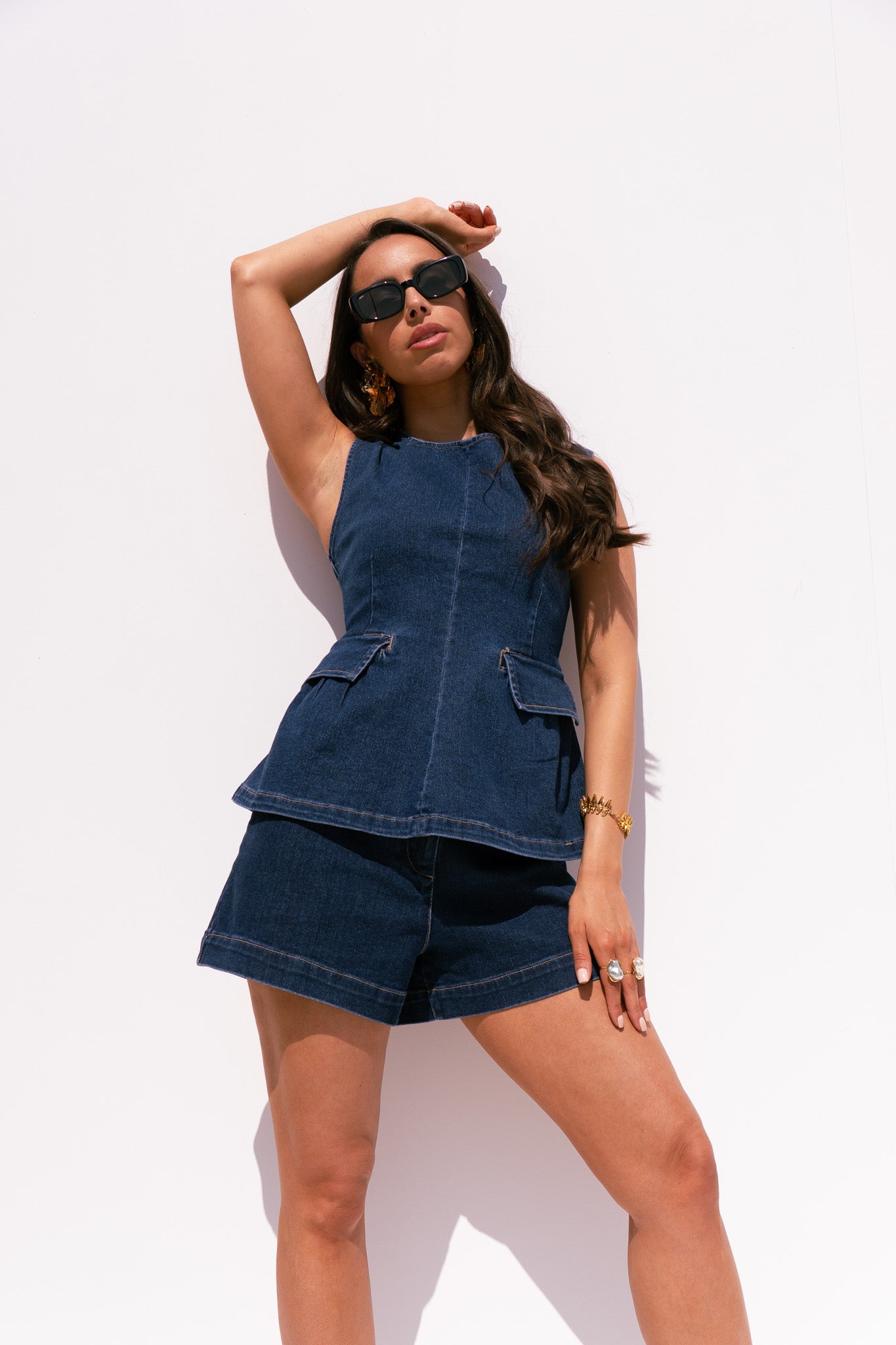 Love Laura Peplum Top In Denim – The Walk in Wardrobe