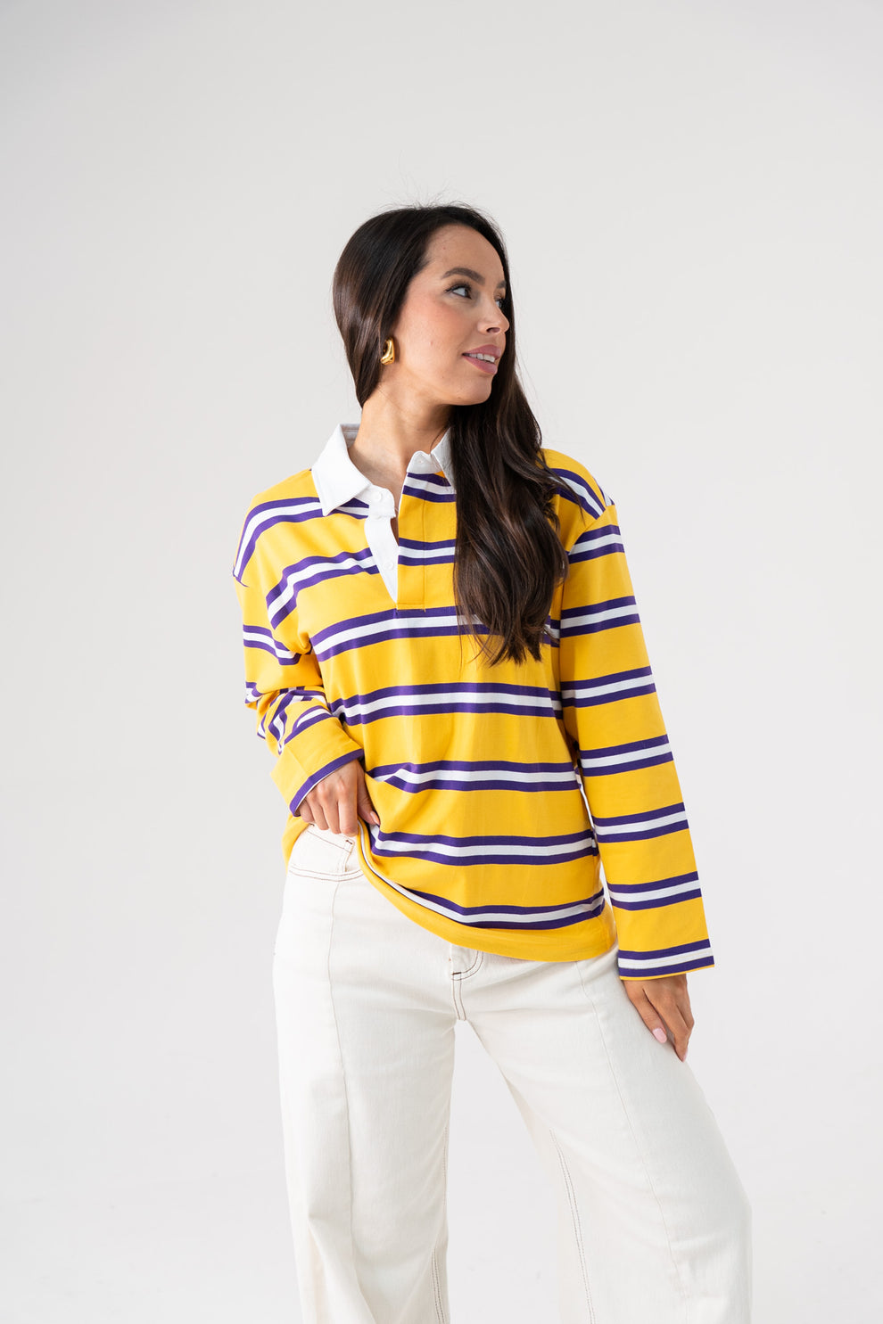 Polly Rugby Top In Yellow Mix – The Walk in Wardrobe