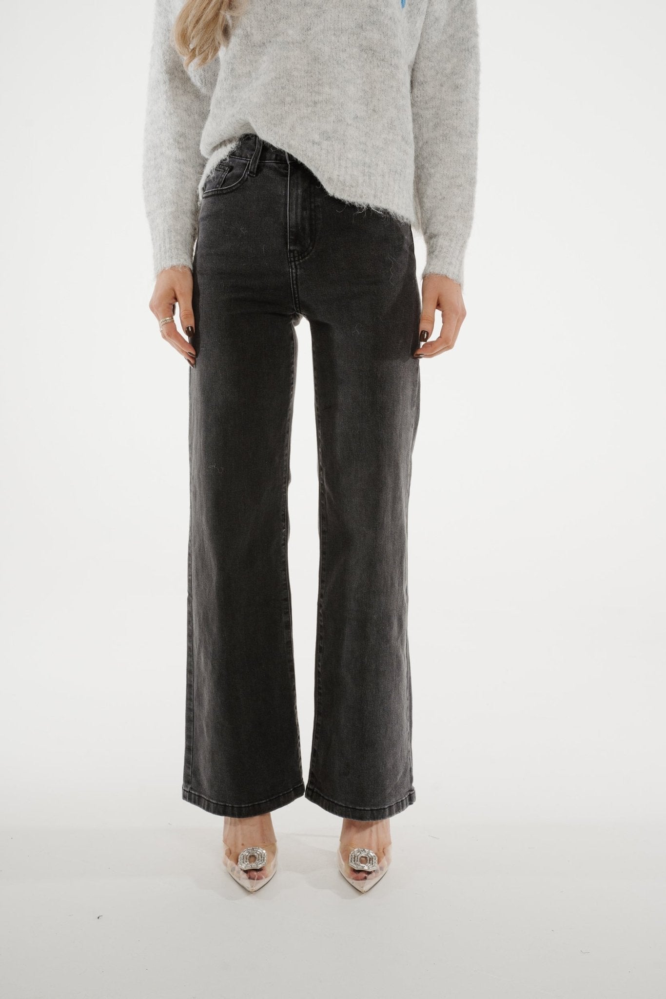 Cindy Wide Leg Jean In Grey Wash – The Walk in Wardrobe